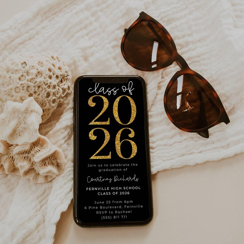 Electronic Class of 2026 Graduation Party Invitation Template, Editable ...