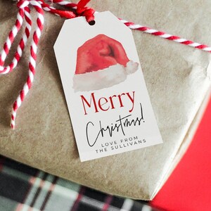Santa Hat Christmas Favor Tag Template, Printable Holiday Party Gift ...