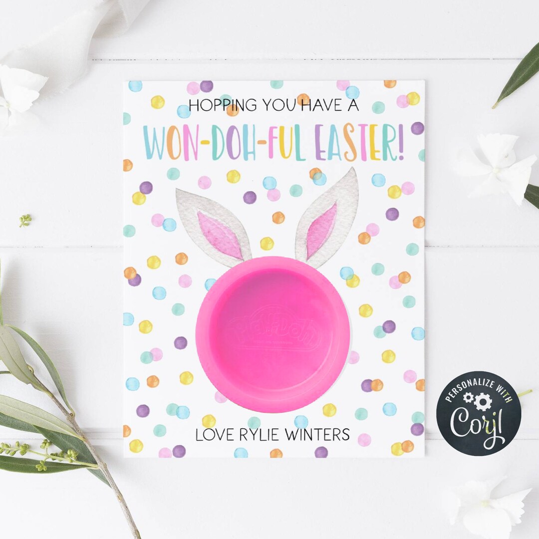 Easter Play Dough Card Template, Printable Won-doh-ful Easter Bunny ...