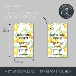 Printable Lemons Teacher Appreciation Tag Template, End of Year Gift ...