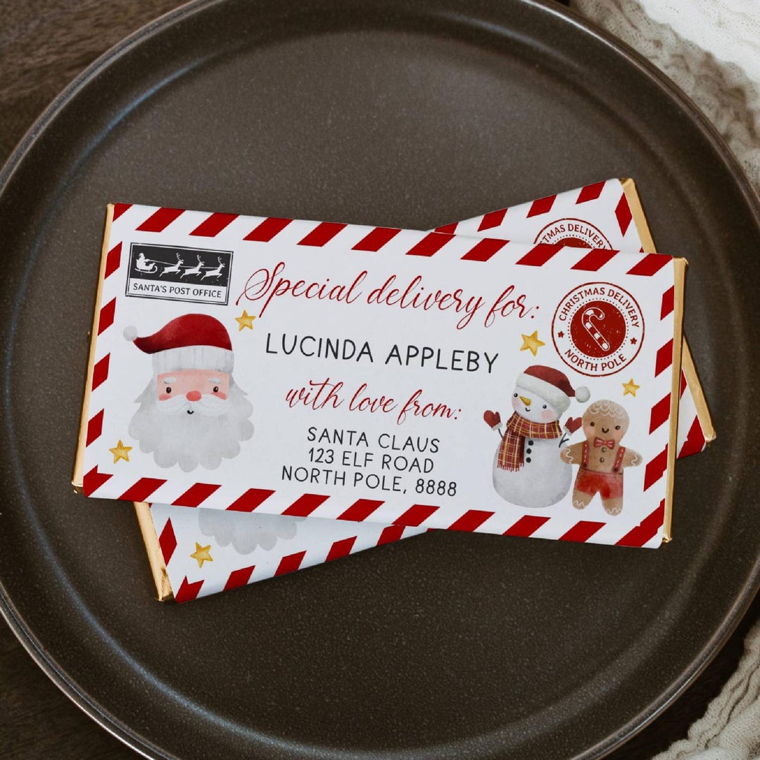 Christmas Chocolate Bar Wrapper Template, Printable Special Delivery ...