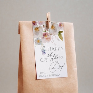 Floral Happy Mother's Day Gift Tag Template, Printable Watercolor ...