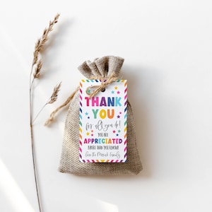 Thank You Gift Tag Template, Printable Appreciation Favor Tags ...