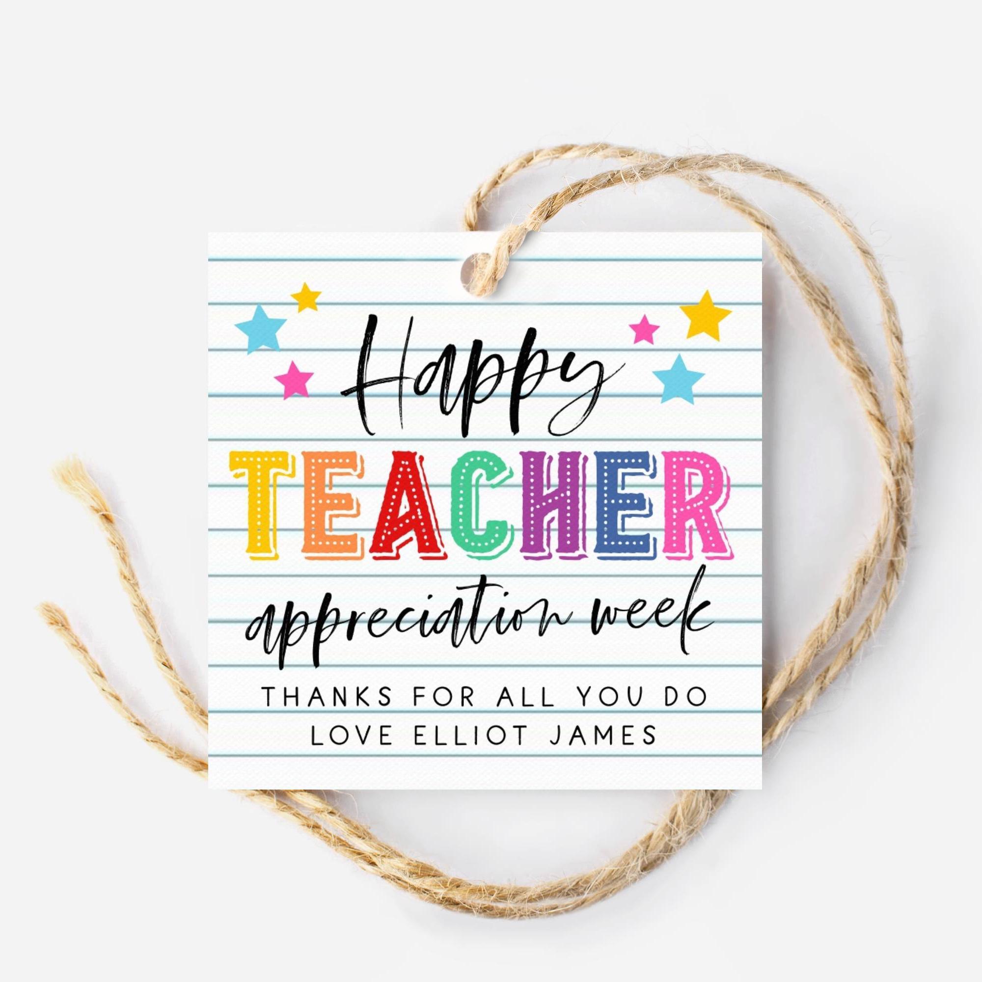 Teacher Appreciation Week Gift Tag Template, Printable Staff Goodie Bag ...