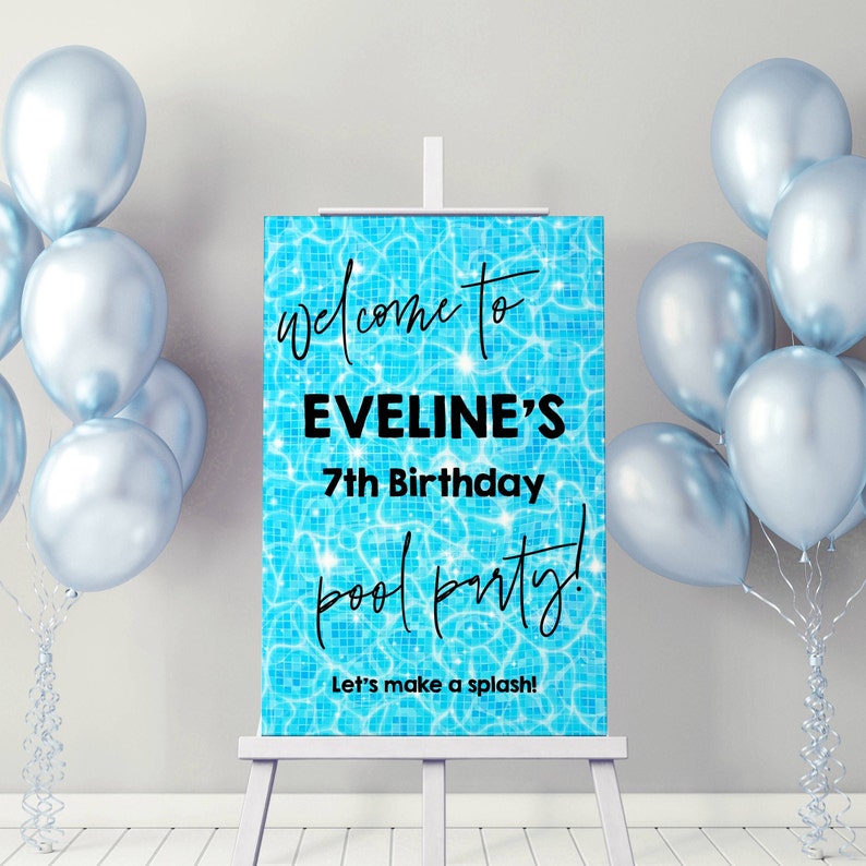Editable Pool Party Welcome Sign Template Printable Swimming - Etsy