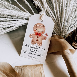 Gingerbread Man Christmas Gift Tag Template, Printable Cute Holiday ...