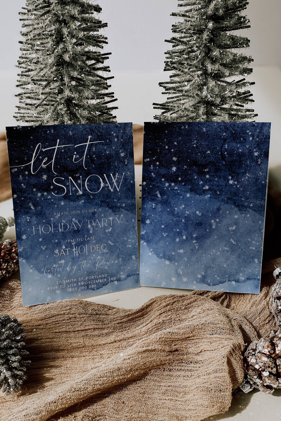 Let It Snow Holiday Party Invitation Template, Printable Christmas ...