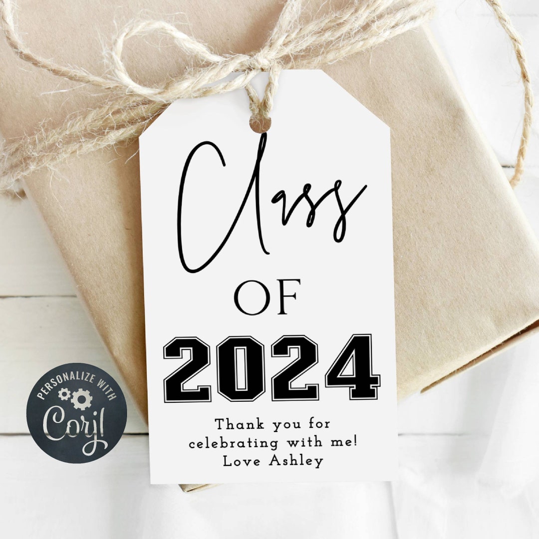 Minimalist Graduation Class of 2024 Favor Tag Template, Printable ...