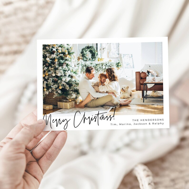 Modern Minimalist Photo Holiday Card Template Printable - Etsy