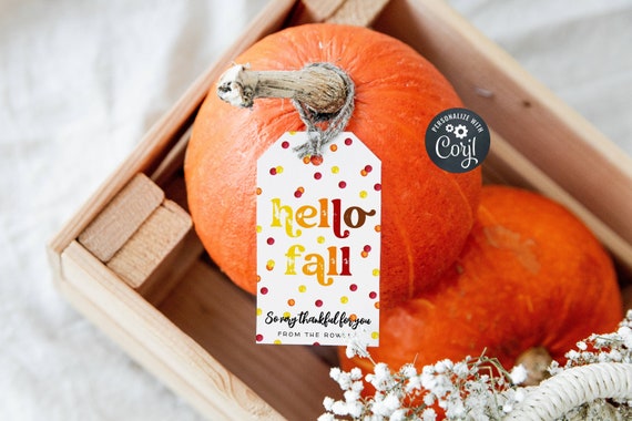 Hello Fall Gift Tag Template Printable Happy Fall Favor Tag - Etsy