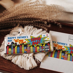 Father's Day Superhero Chocolate Bar Wrapper Template, Printable Super ...
