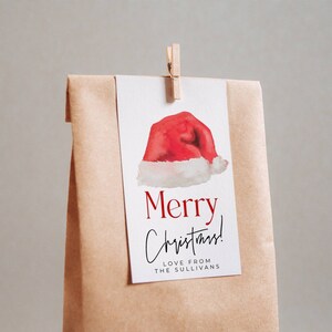 Santa Hat Christmas Favor Tag Template, Printable Holiday Party Gift ...