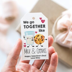 Milk and Cookies Valentine's Day Gift Tag Template, Printable We Go ...