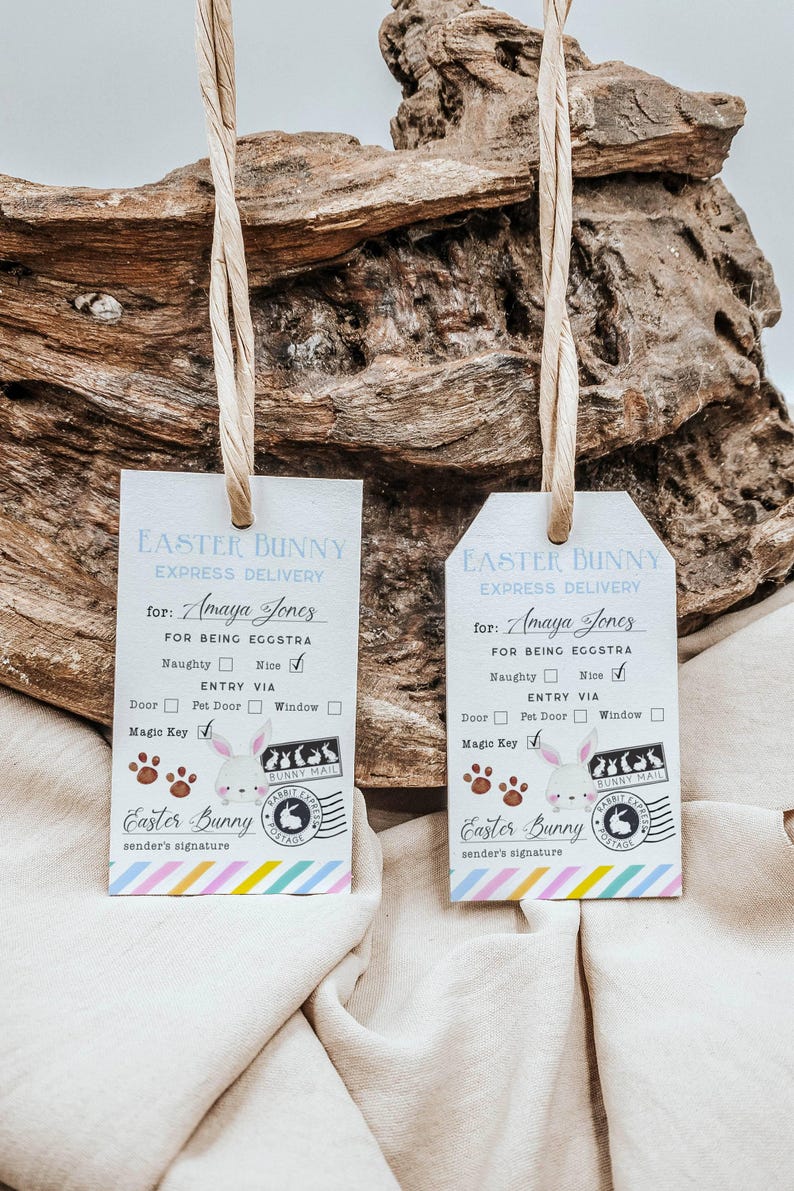 Easter Bunny Express Delivery Gift Tag Template, Printable Easter ...