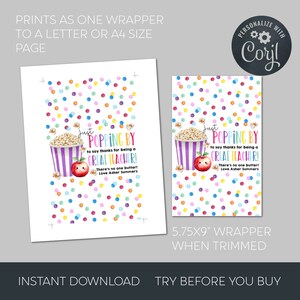 Teacher Appreciation Popcorn Wrapper Template, Printable Just Popping ...