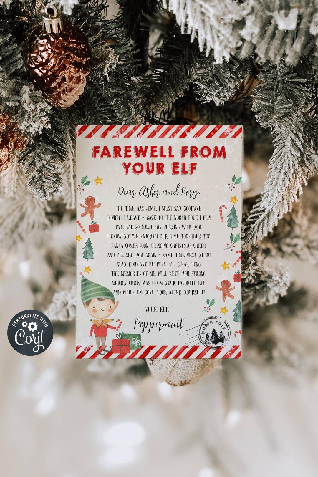 Editable Goodbye Letter From Elf, Printable Elf Farewell Note Template ...