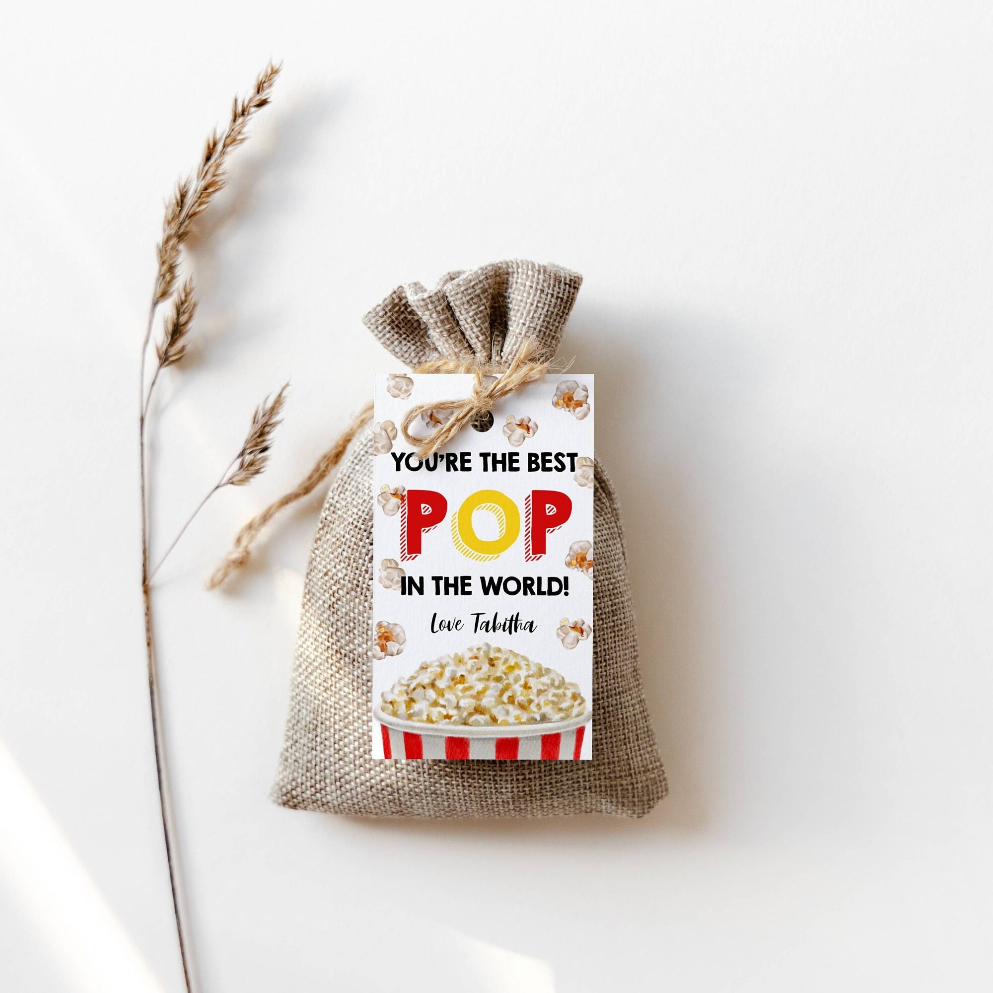 Father's Day Popcorn Gift Tag Template, Printable Best Pop Ever Tags ...