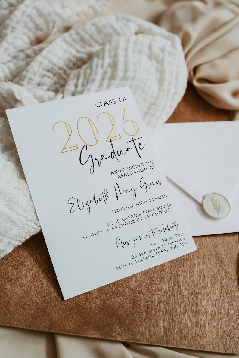 2026 Graduate Announcement Card, Printable Minimalist Graduation ...