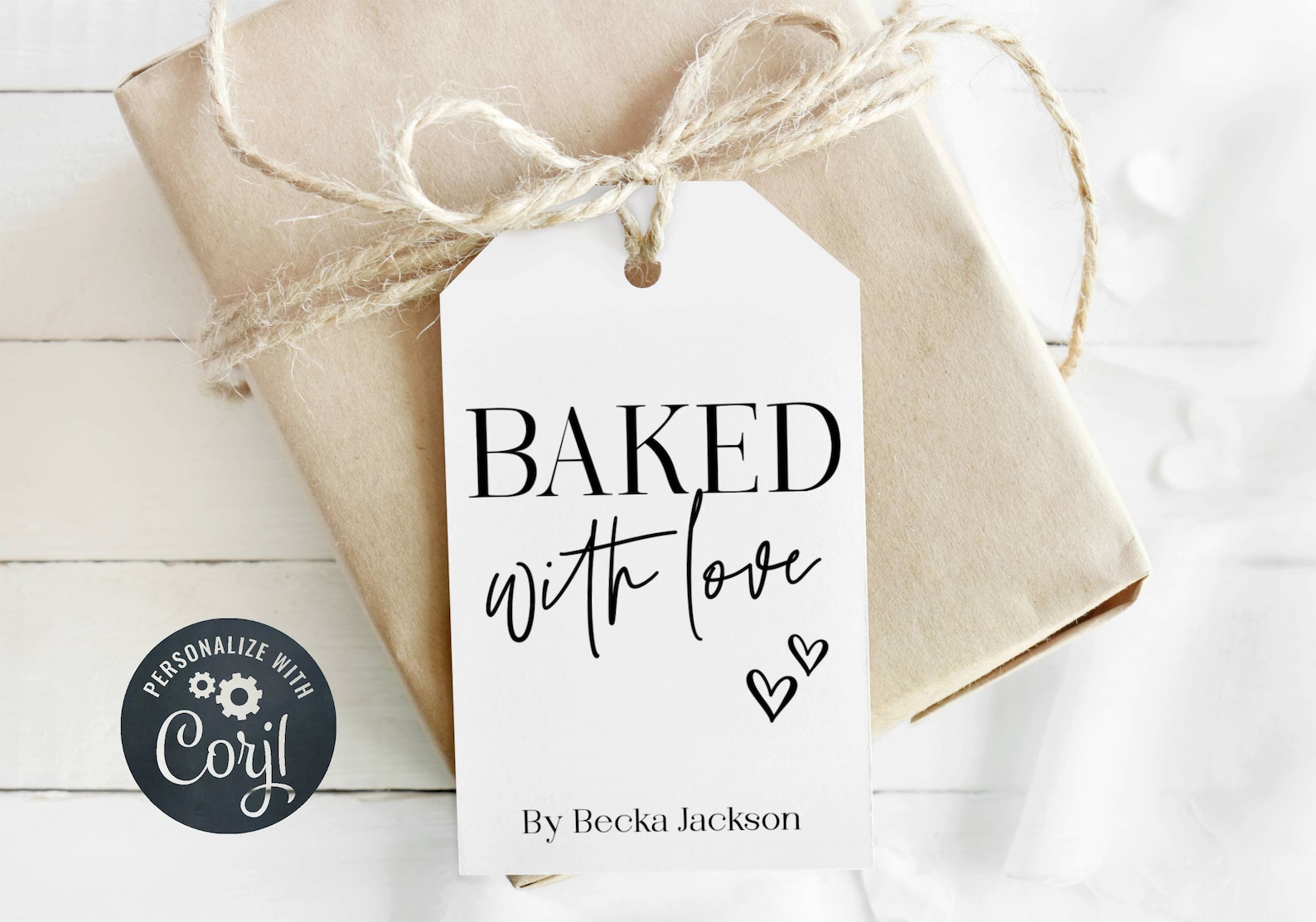 Minimalist Baked With Love Gift Tag Template Printable Modern - Etsy