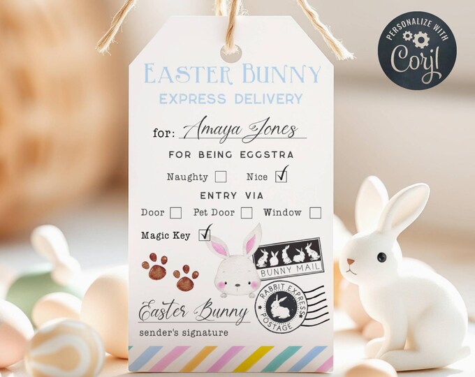 Printable Easter Bunny Special Delivery Gift Tag, Easter Gift Tags ...