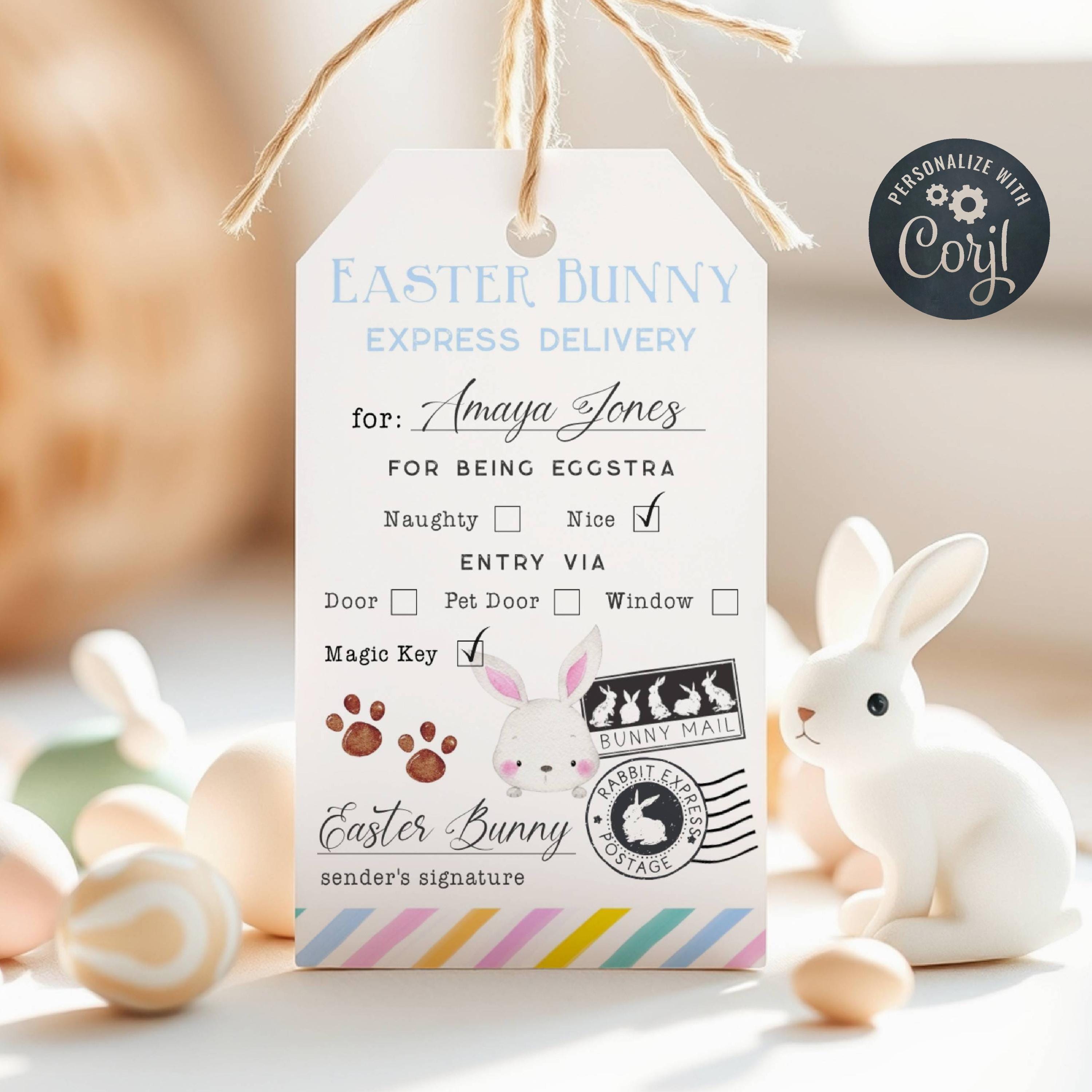 Easter Bunny Express Delivery Gift Tag Template, Printable Easter ...