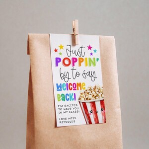 Back to School Popcorn Gift Tag Template, Printable First Day Just ...