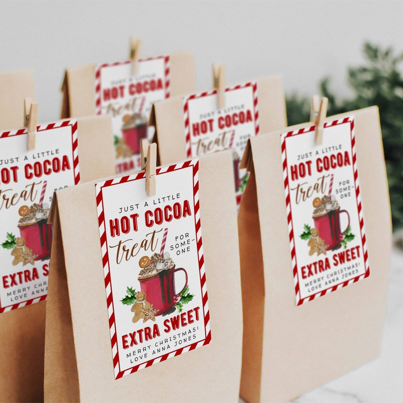 Christmas Hot Cocoa Gift Tag Template, Printable Holiday Hot Chocolate ...