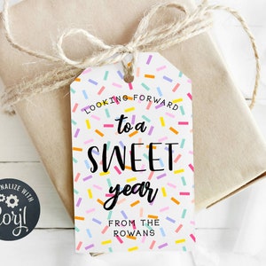Sweet Year Gift Tag Template Printable Rainbow Sprinkles Back | Etsy
