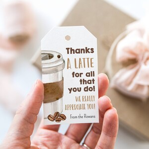 Thanks A Latte Gift Tag Template, Printable Teacher Appreciation Coffee ...