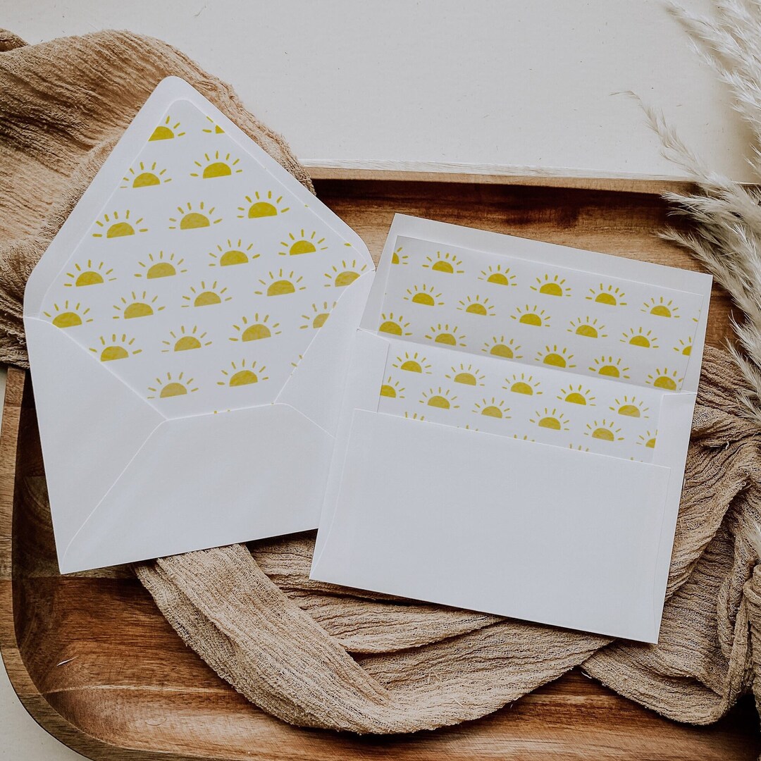 Sunshine Envelope Liner Template, Printable Sun Birthday Envelope ...