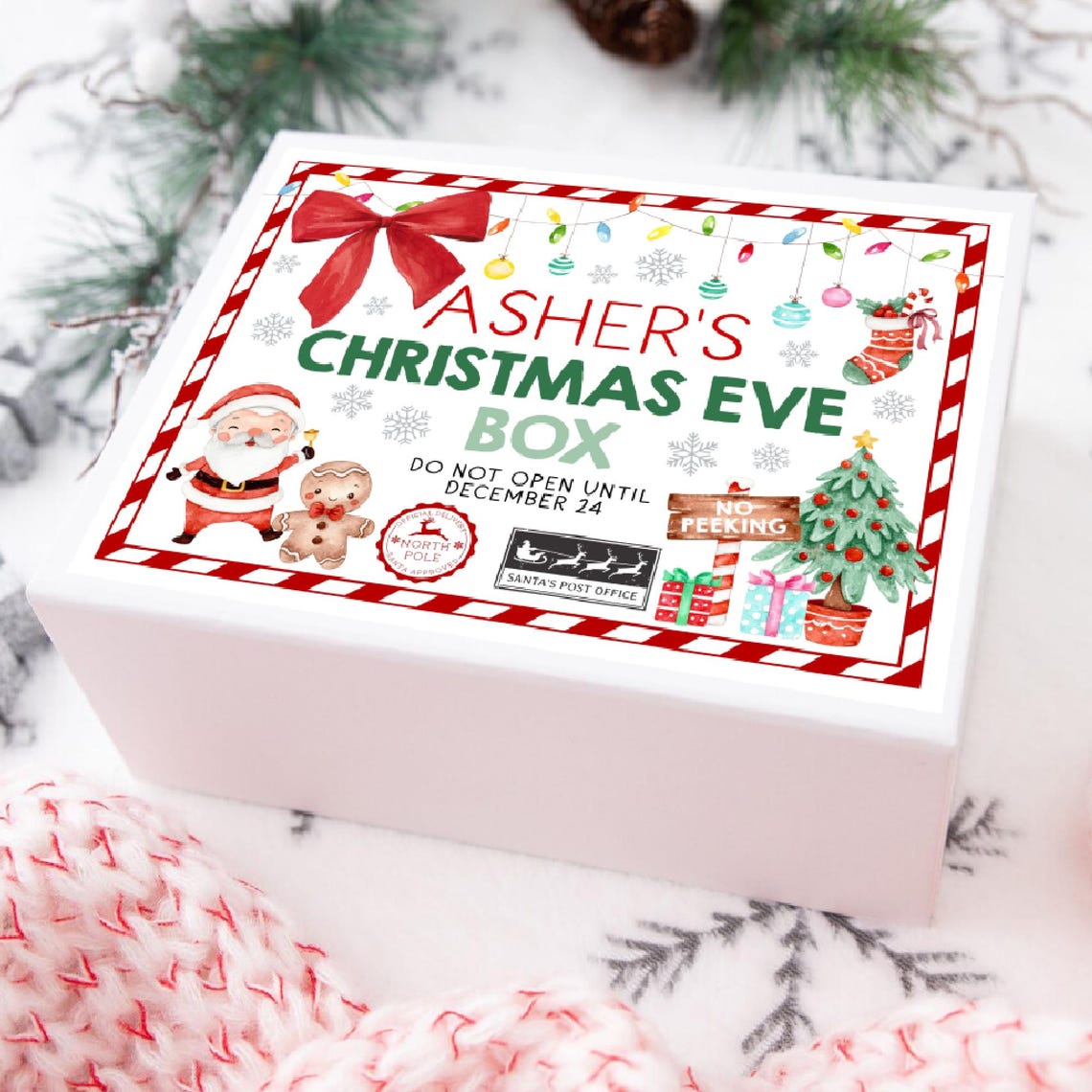 Editable Christmas Eve Box Label Template, Printable Holiday Tradition ...