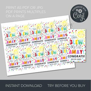 You Blew the Test Away Gift Tag Template, Printable Bubbles Testing Day ...