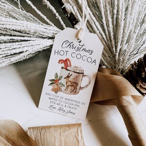 Christmas Hot Cocoa Gift Tag Template, Printable Holiday Hot Chocolate ...