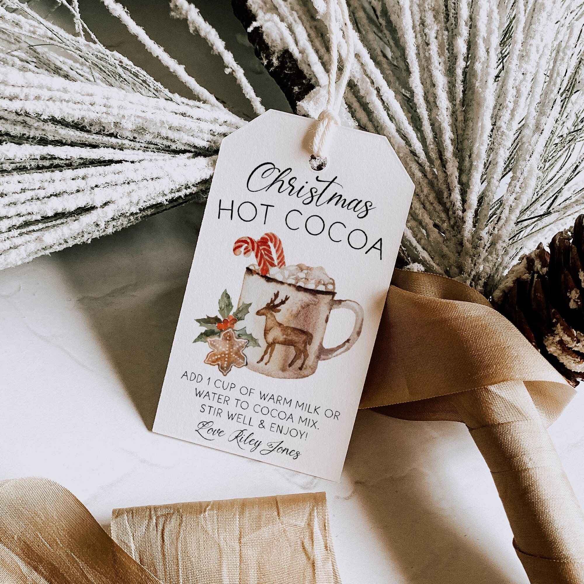 Christmas Hot Cocoa Gift Tag Template, Printable Holiday Hot Chocolate ...