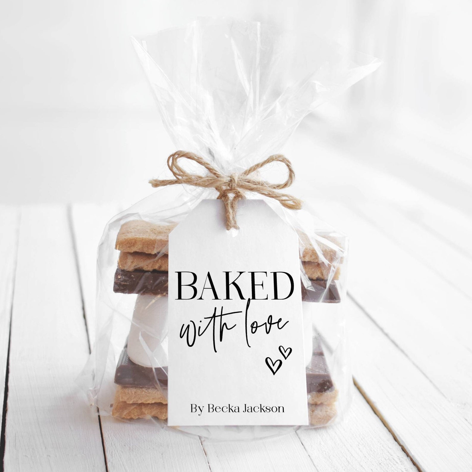 Minimalist Baked With Love Gift Tag Template, Printable Modern Simple ...