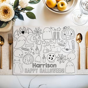 Halloween Coloring Placemat Template, Printable Kids' Spooky Activity ...