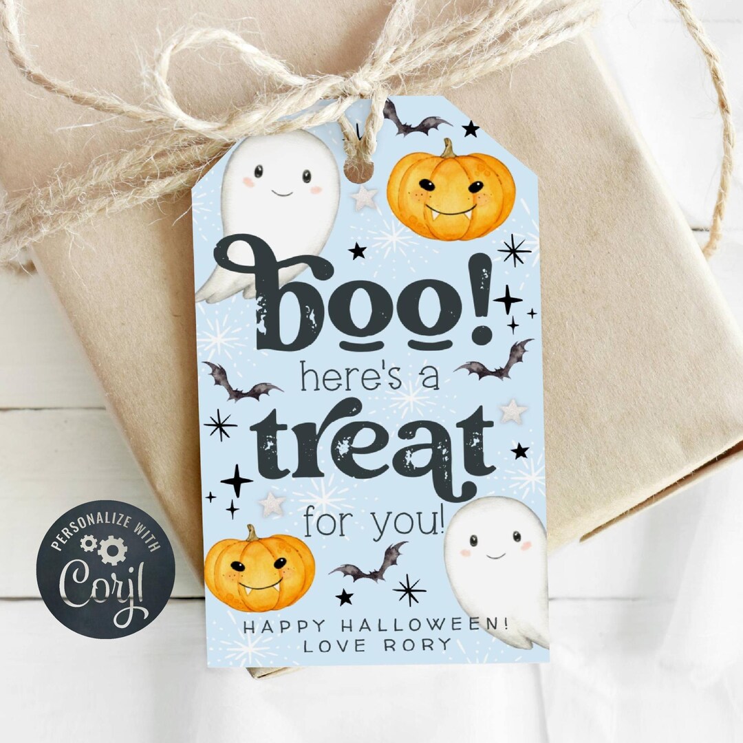 Editable Halloween Ghost Gift Tag Template, Printable Boo Here's A ...