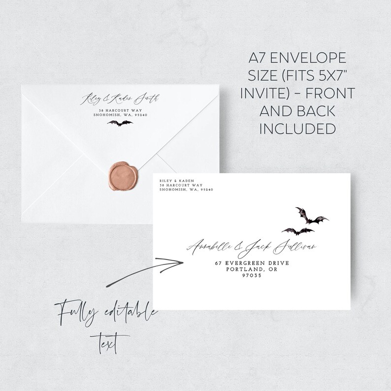 Editable Halloween Envelope Template, Printable Spooky Bats Envelope ...