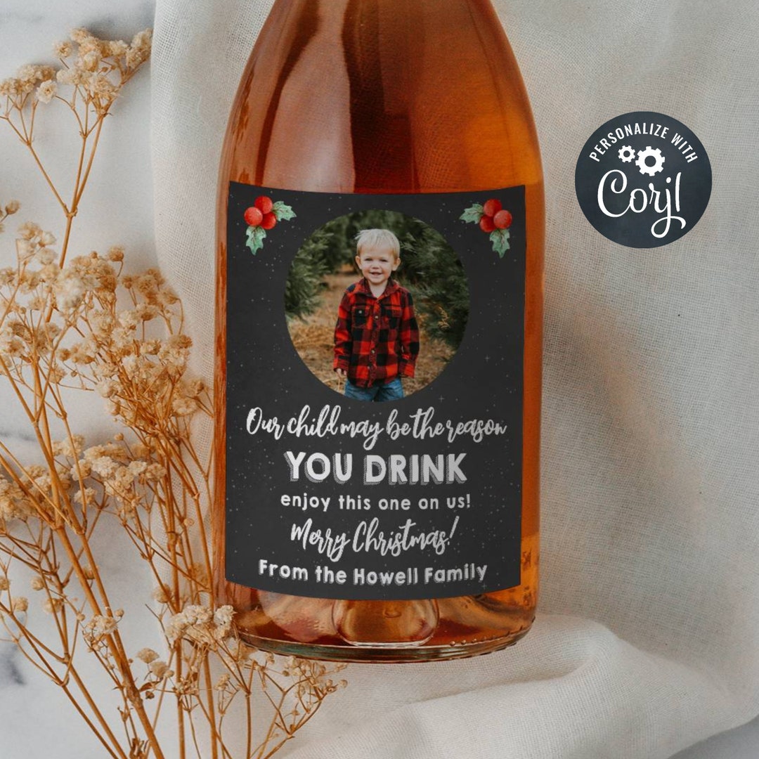 Editable Christmas Gift for Teacher, Printable Wine Bottle Label ...