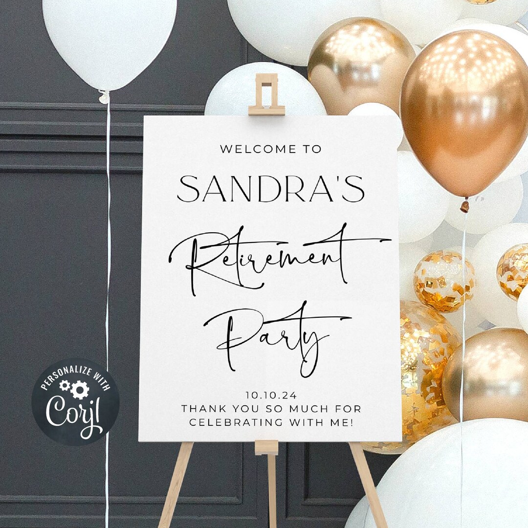 Minimal Retirement Party Welcome Sign Template, Printable Modern ...