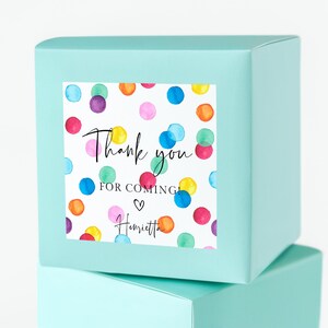 Rainbow Spots Square Favor Tag Template, Printable Thank You for Coming ...