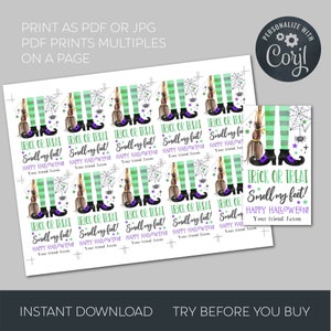 Trick or Treat Smell My Feet Halloween Gift Tag Template, Printable ...