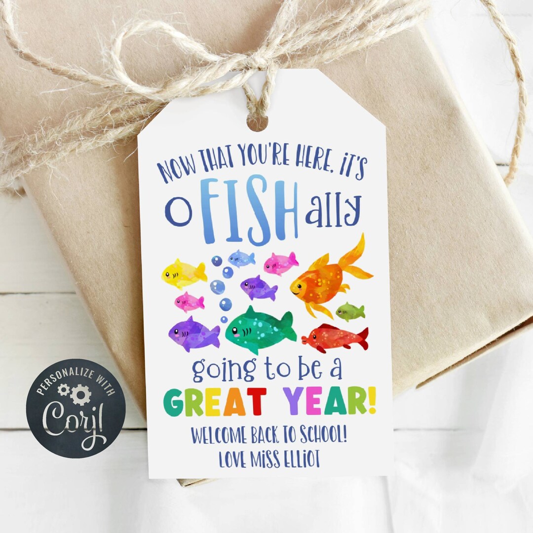 Back to School Fish Gift Tag Template, Printable O-fishally A Great ...