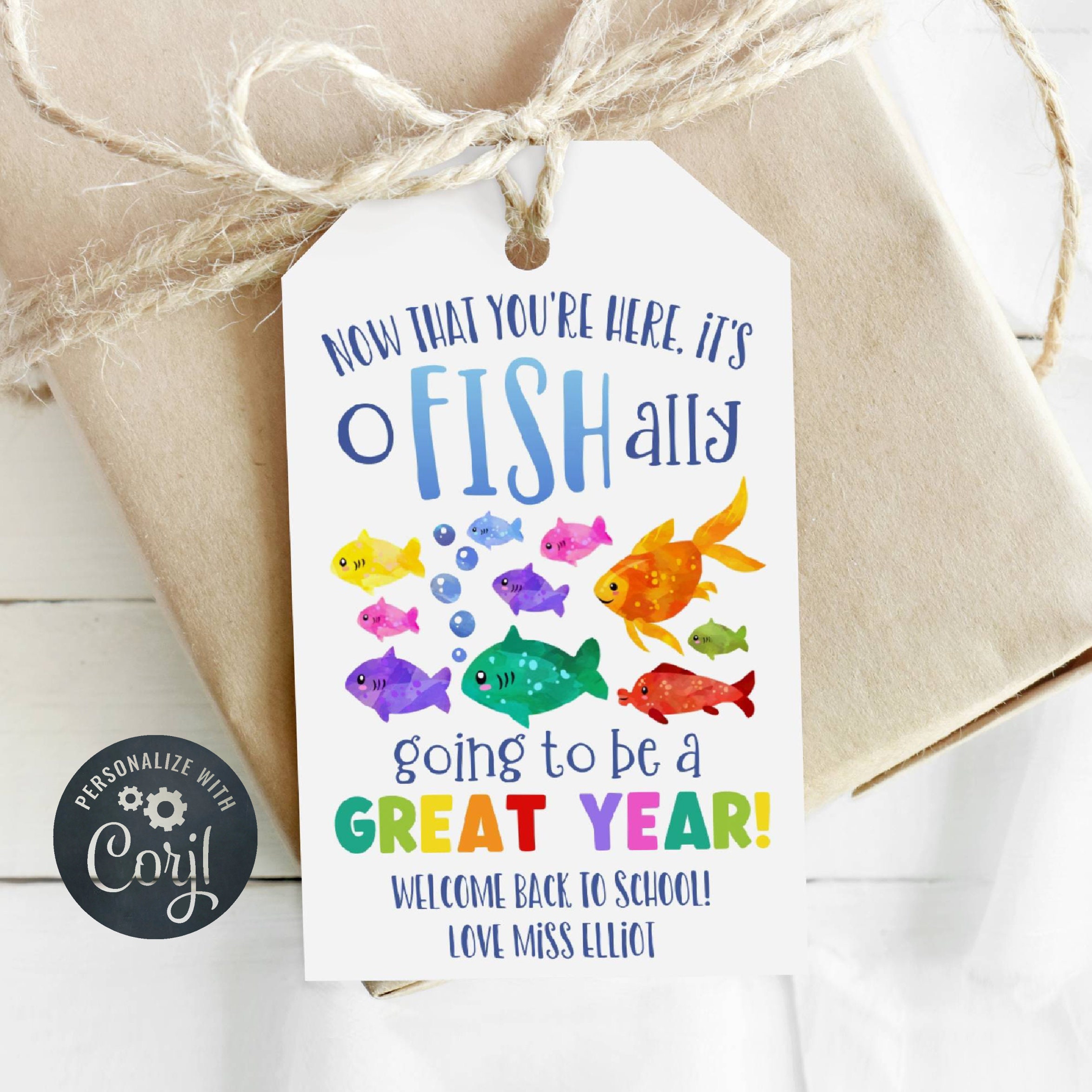 Back to School Fish Gift Tag Template, Printable O-fishally A Great ...