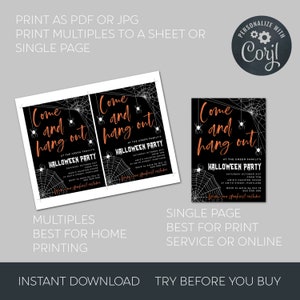 Come and Hang Out Halloween Party Invitation Template, Printable ...