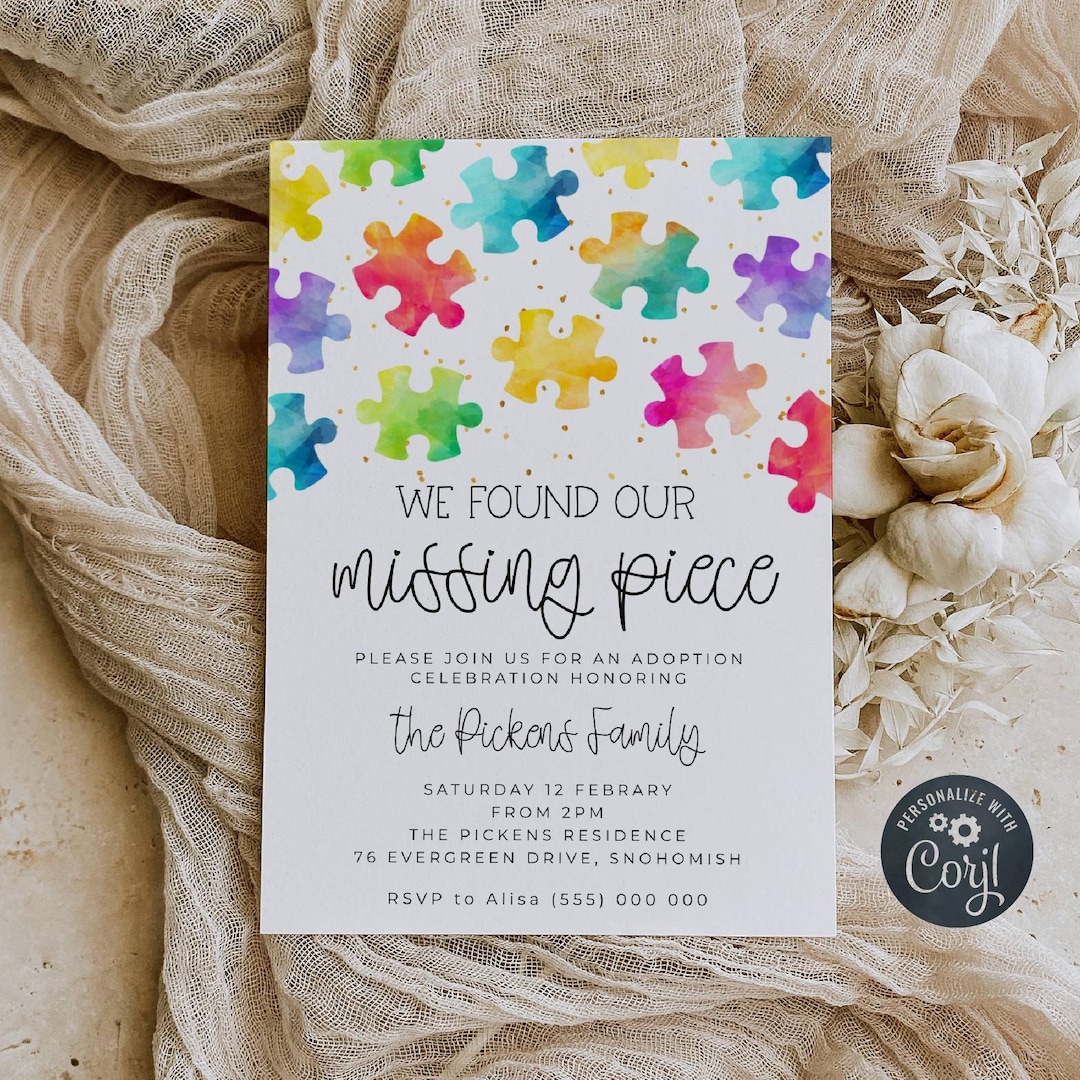 We Found Our Missing Piece Adoption Announcement Template, Printable ...