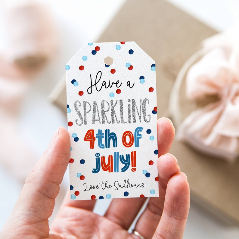 Sparkling 4th of July Favor Tag Template, Printable July Fourth Gift ...