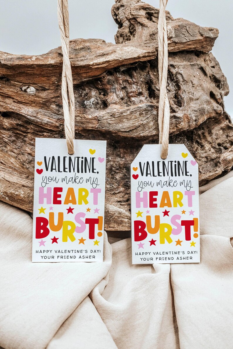 You Make My Heart Burst Valentine's Day Gift Tag Template, Printable ...