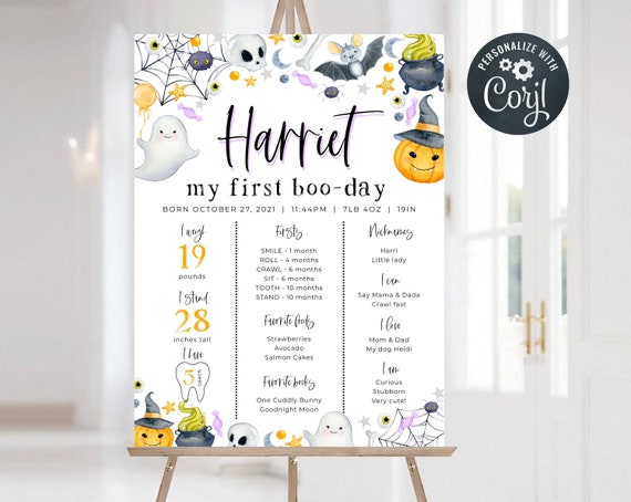 Editable Halloween Birthday Milestone Sign Template Printable - Etsy
