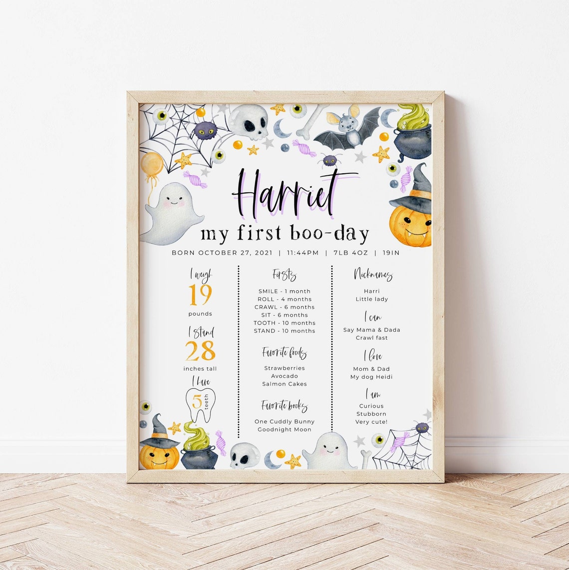 Editable Halloween Birthday Milestone Sign Template Printable - Etsy